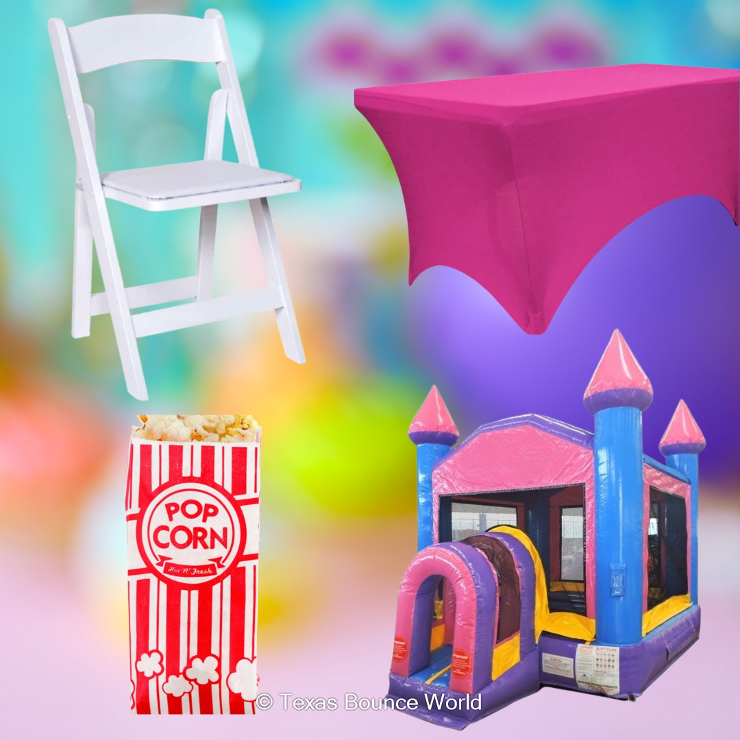 Bounce Party Girl w/ Popcorn - Bounce House Rental in The Woodlands TX ...